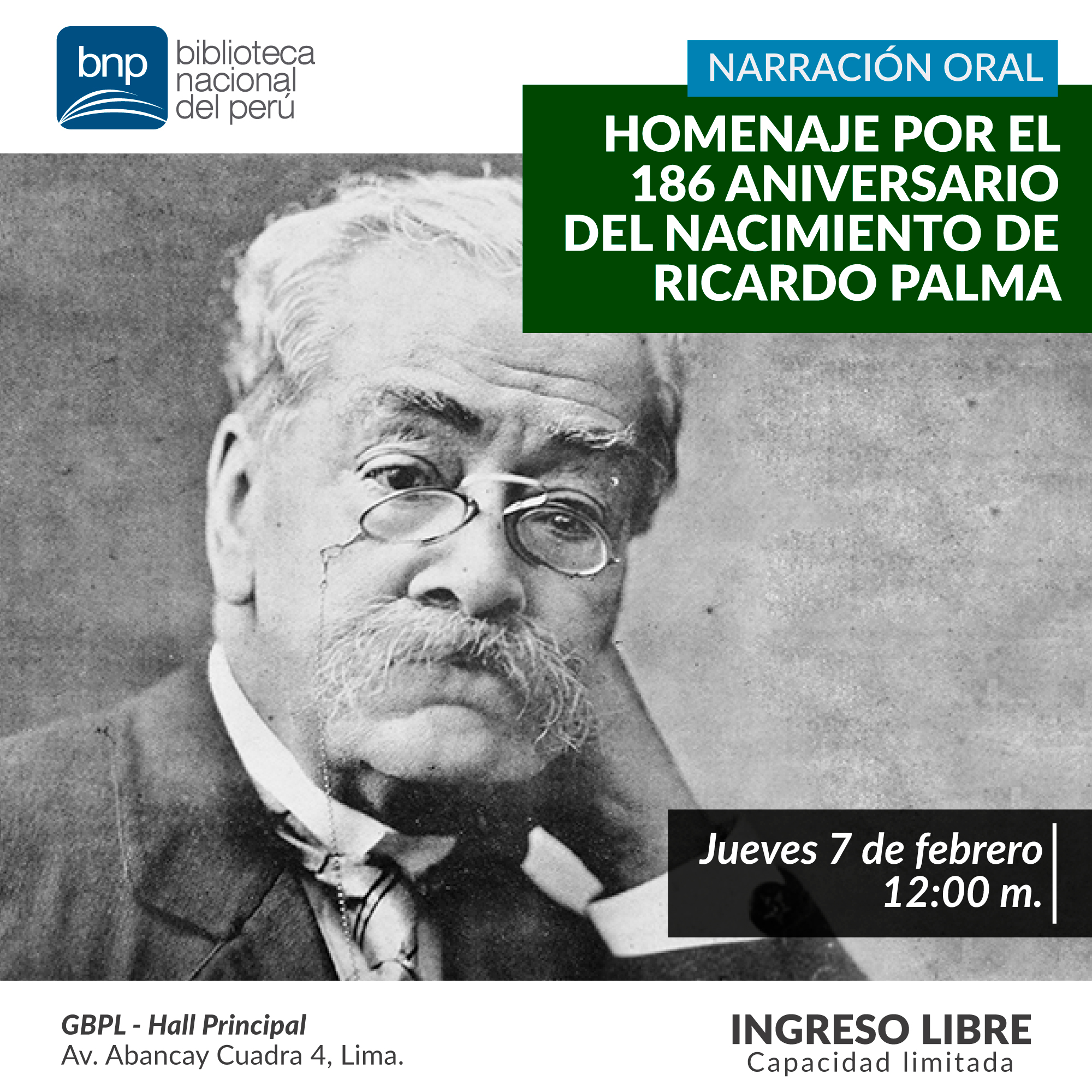 HOMENAJE A RICARDO PALMA | Biblioteca Nacional del Perú | BNP